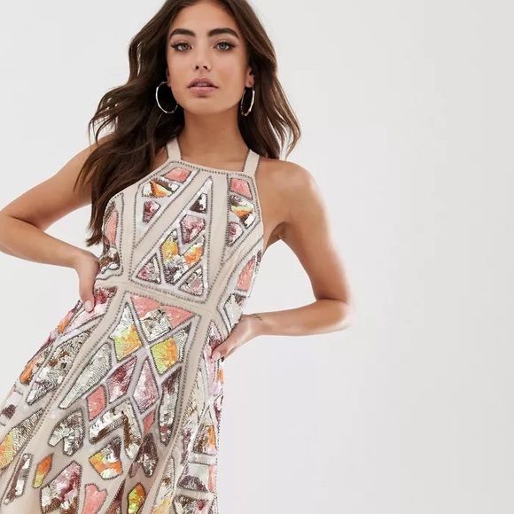 ASOS | Dresses | Rare Asos Backless Geometric Sequined Dress | Poshmark